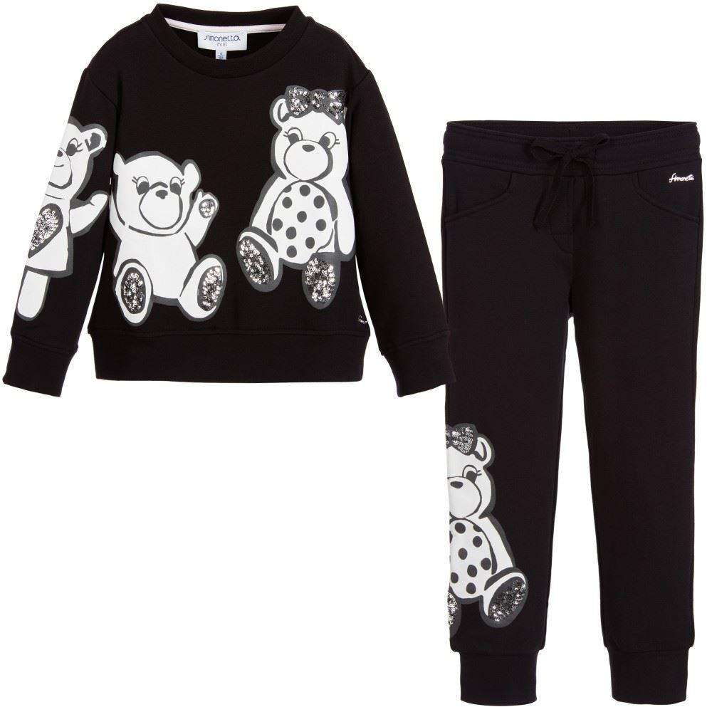 SIMONETTA GIRLS BLACK TEDDY BEAR TRACKSUIT 3 YEARS | nikkibradford